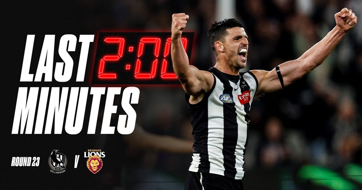 The last two minutes of Collingwood's stunning late comeback over Brisbane